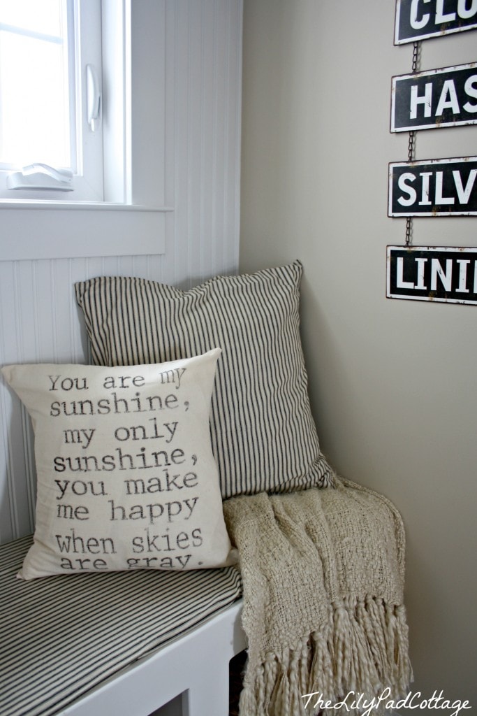 Navy Ticking Breakfast Nook Chairs - The Lilypad Cottage