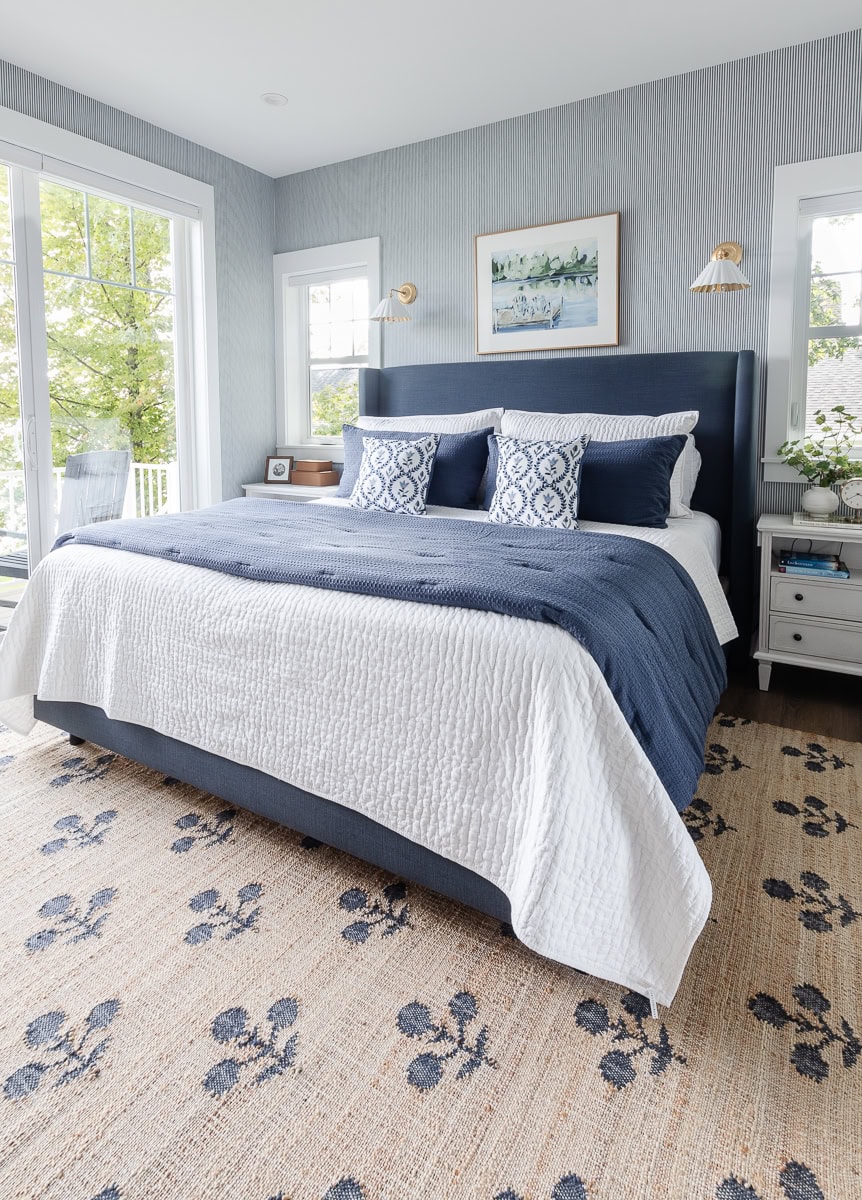 Navy and White Lake House Bedroom The Lilypad Cottage